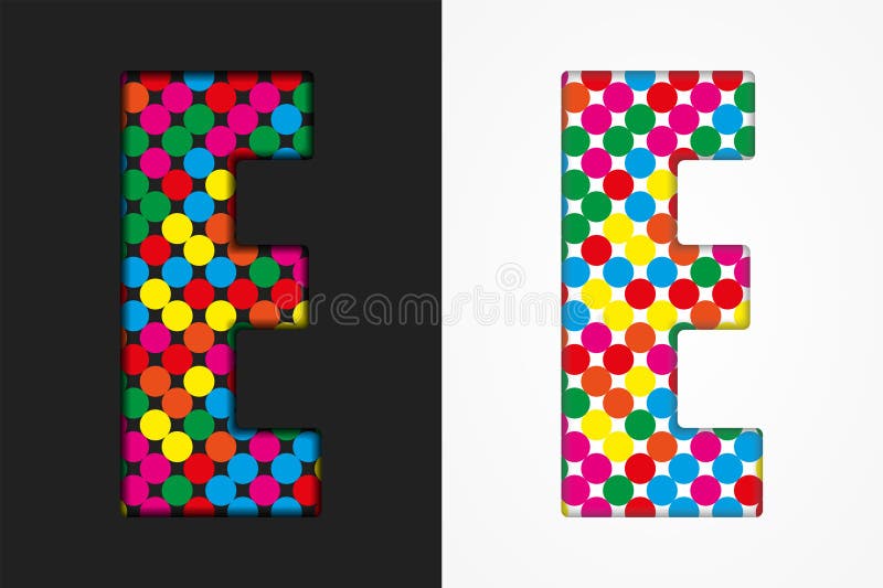 Bubble Letter E. Glitter Character of Colored Dots Stock Illustration ...