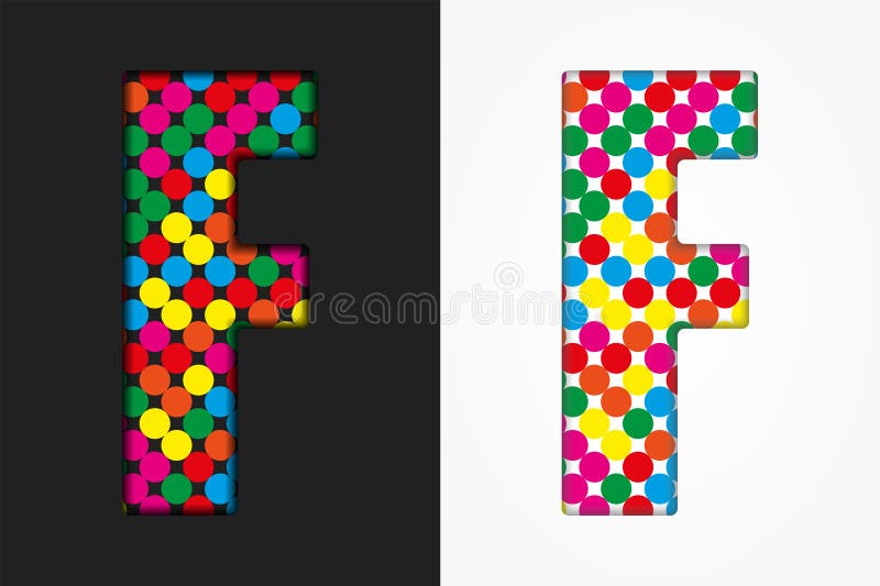 Bubble Letter F. Glitter Character of Colored Dots Stock Vector ...