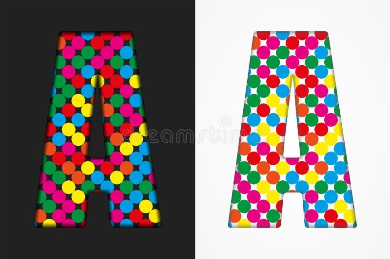 Bubble Letter a. Glitter Character of Colored Dots Stock Vector ...