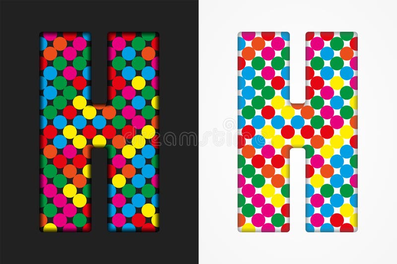 Bubble Letter H. Glitter Character of Colored Dots Stock Vector ...