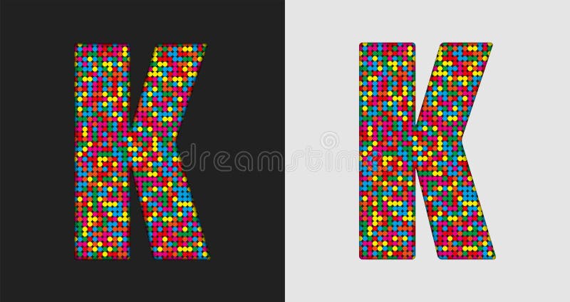 Bubble Letter K. Glitter Character of Colored Dots Stock Vector ...