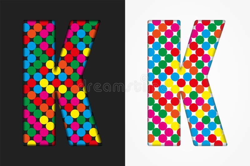 Bubble Letter K. Glitter Character of Colored Dots Stock Vector ...