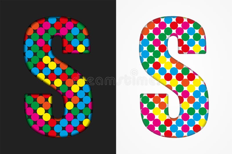 Bubble Letter S. Glitter Character of Colored Dots Stock Vector ...