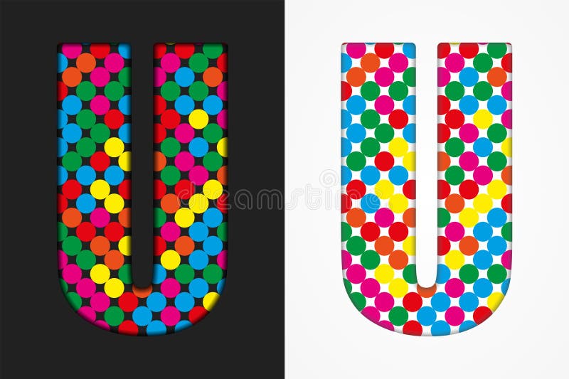 Bubble Letter U. Glitter Character of Colored Dots Stock Illustration ...