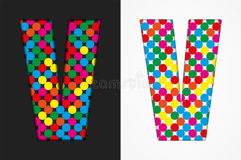 Bubble Letter V. Glitter Character of Colored Dots Stock Vector ...