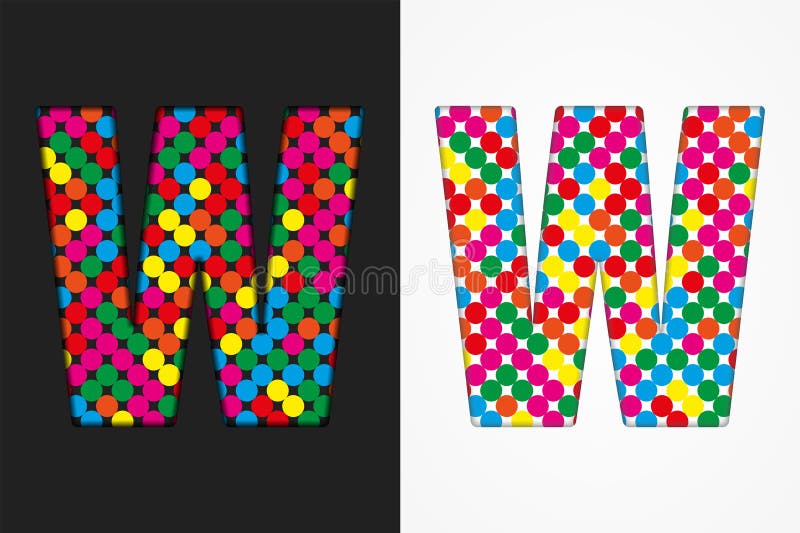 Bubble Letter W. Glitter Character of Colored Dots Stock Vector ...