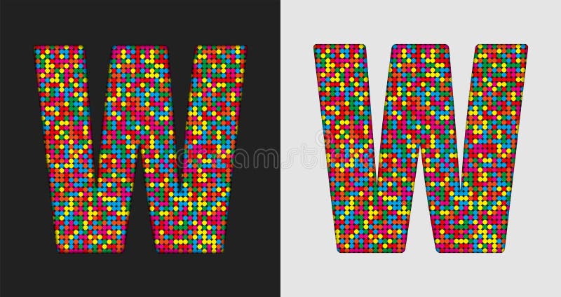 Bubble Letter W. Glitter Character of Colored Dots Stock Vector ...