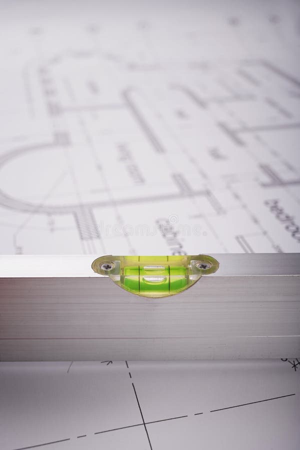 Bubble Level and Construction Drawings Stock Image - Image of number ...
