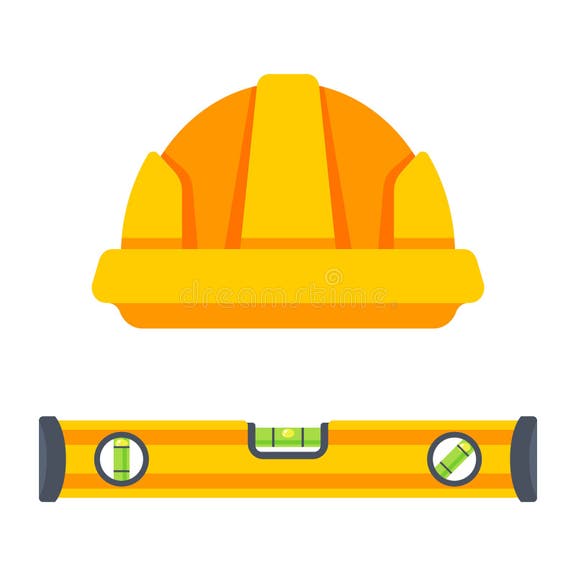 Bubble Level in Flat Style. Construction Helmet. Construction and ...