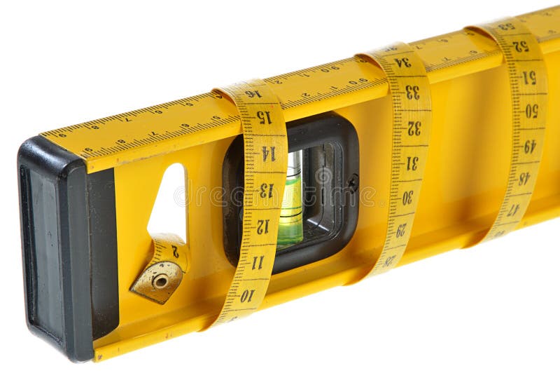 Bubble Level and Measuring Tape Stock Photo - Image of equipment, inch ...