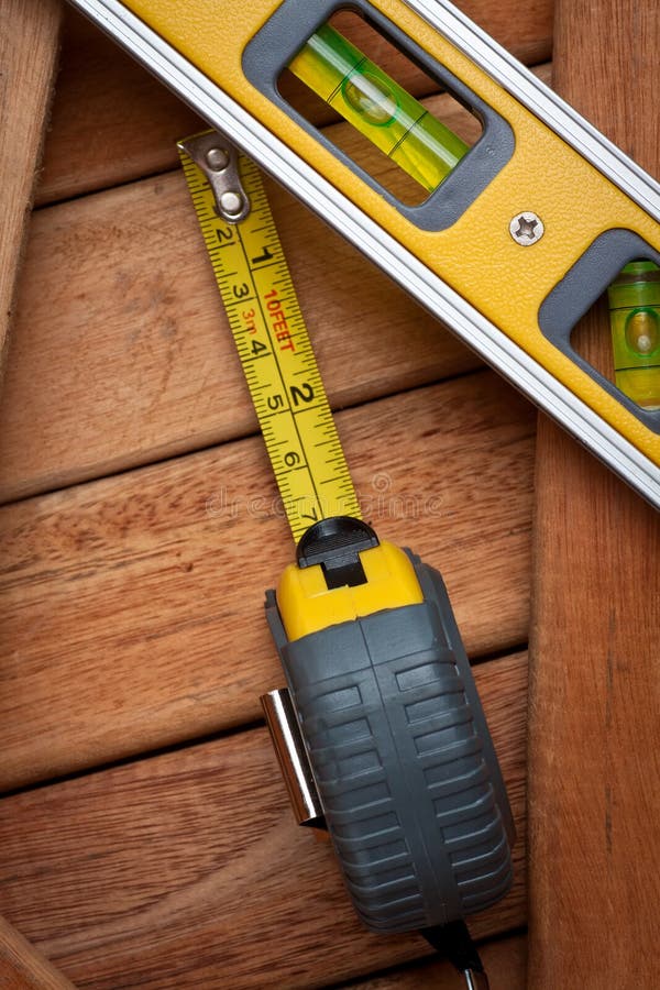 Bubble Level and Measuring Tape Stock Photo - Image of ruler ...