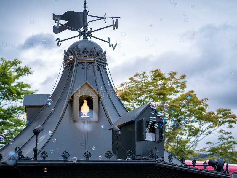 Bubble Machine in Clock Tower Making Bubbles into the Air at Shiroi ...