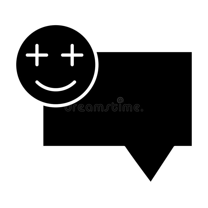 Bubble Message Chat with Smile Emoji Solid Icon. Speech Bubble and ...