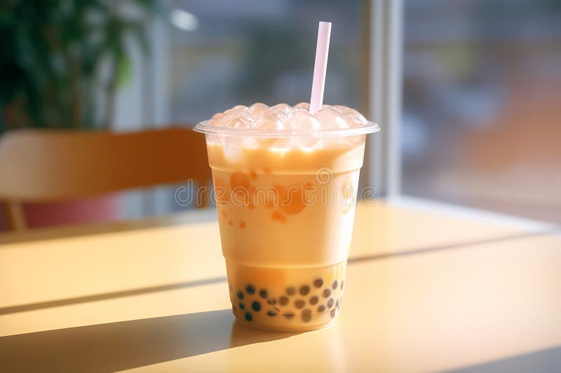 Bubble Milk Ice Tea in Glass on the Table Stock Photo - Image of cute ...