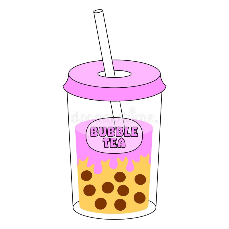 Bubble Milk Tea Cup. Boba Bubble Tea Stock Vector - Illustration of ...