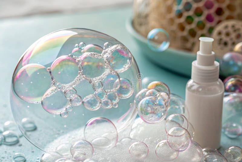 Bubble Molecule Background for Cosmetic Products Stock Illustration ...