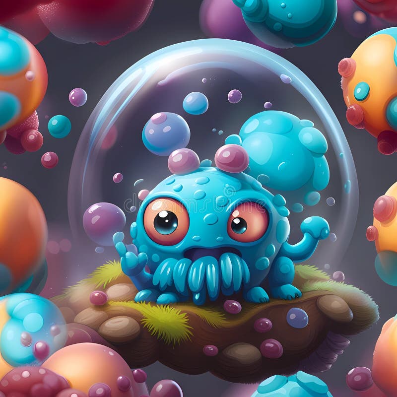 Bubble Monster 3d Cartoon Character Illustration AI Generated Stock ...