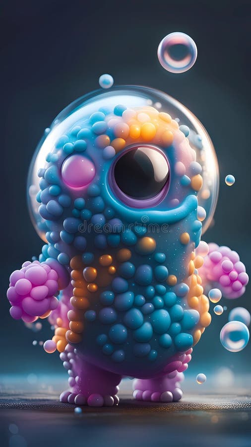 Bubble Monster 3d Cartoon Character Illustration AI Generated Stock ...