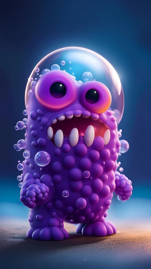 Bubble Monster 3d Cartoon Character Illustration AI Generated Stock ...