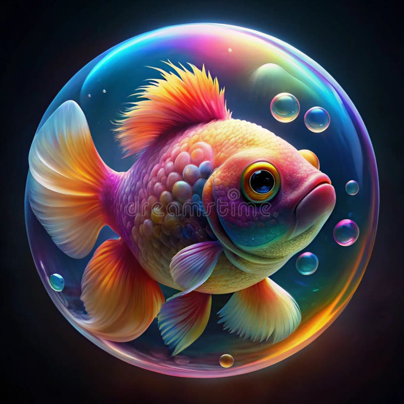 Bubble in Multicolored Fluffy Fish Form Stock Illustration ...