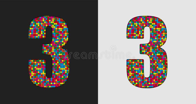 Bubble Number - 3. Glitter Figure of Colored Dots Stock Vector ...