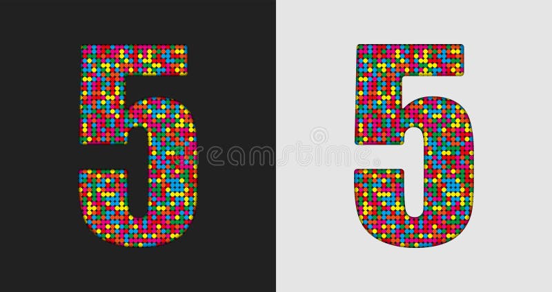 Bubble Number - 5. Glitter Figure of Colored Dots Stock Vector ...