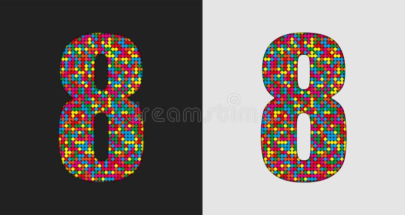 Bubble Number - 8. Glitter Figure of Colored Dots Stock Image - Image ...