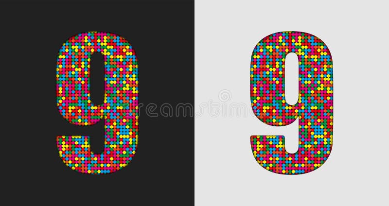 Bubble Number - 9. Glitter Figure of Colored Dots Stock Vector ...