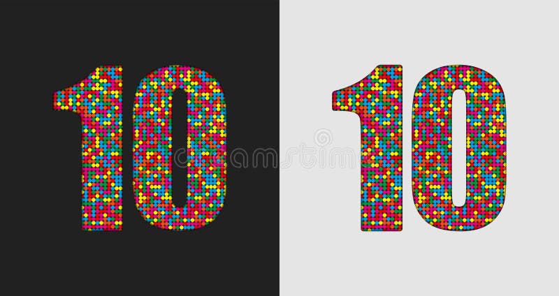 Bubble Number - 10. Glitter Figure of Colored Dots Stock Vector ...