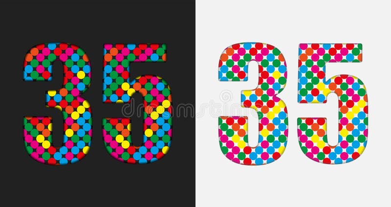 Bubble Number - 35. Glitter Figure of Colored Dots Stock Vector ...