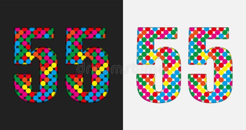 Bubble Number - 55. Glitter Figure of Colored Dots Stock Vector ...