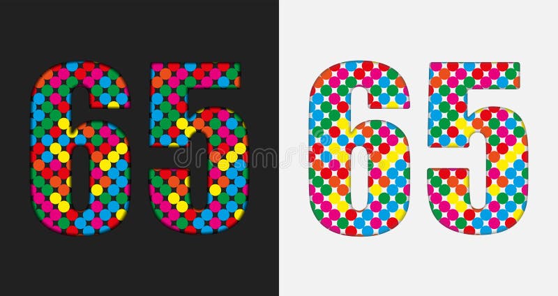 Bubble Number - 65. Glitter Figure of Colored Dots Stock Vector ...
