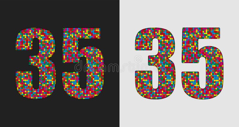 Bubble Number - 35. Glitter Figure of Colored Dots Stock Vector ...