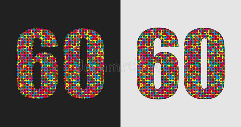 Bubble Number - 60. Glitter Figure of Colored Dots Stock Vector ...