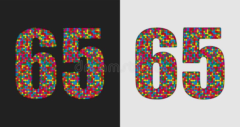 Bubble Number - 65. Glitter Figure of Colored Dots Stock Vector ...