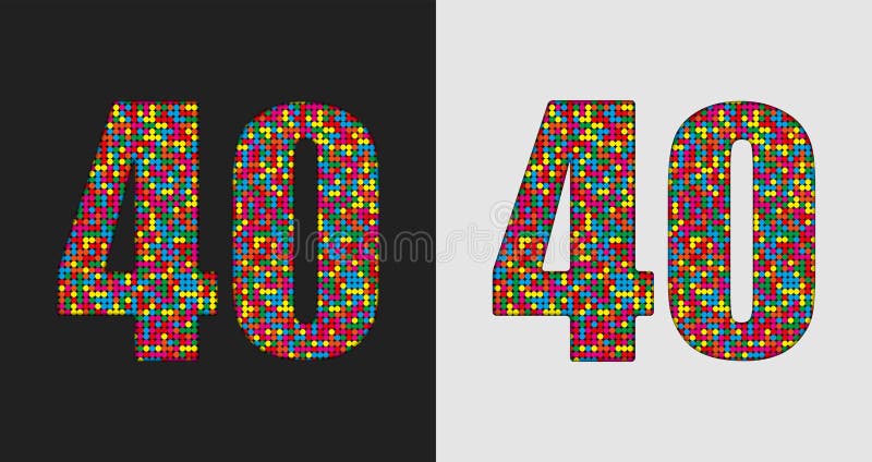 Bubble Number - 40. Glitter Figure of Colored Dots Stock Vector ...