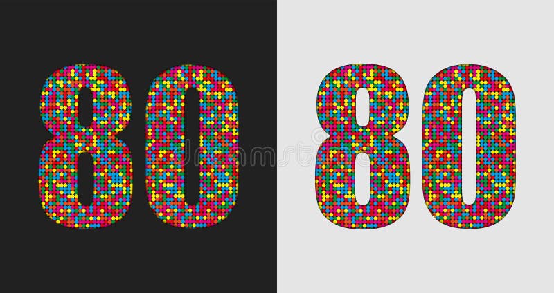 Bubble Number - 80. Glitter Figure of Colored Dots Stock Vector ...