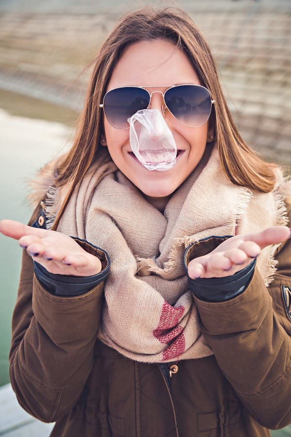 Bubble Popping on a Girl S Face Stock Photo - Image of chicle, candy ...