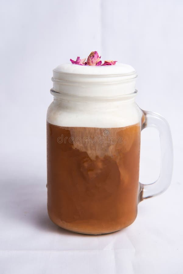 Bubble Rose Milk Tea Served in Jar Include Chocolate and Cream Isolated ...