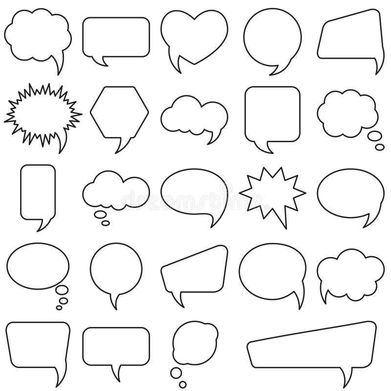 Bubble Speech Set. Different Shapes Stock Vector - Illustration of ...