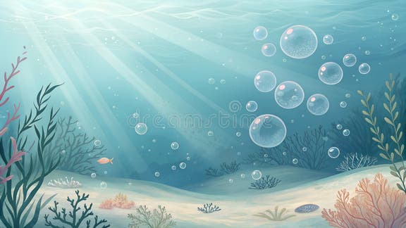 Bubble Stream Underwater Abstract Background with Soft Floating ...