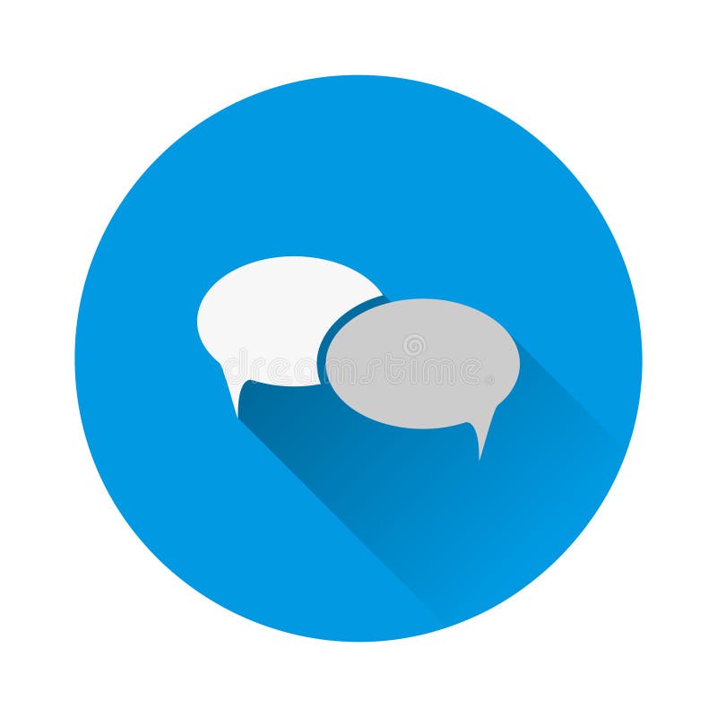 Bubble Talk Vector Icon on Blue Background. Flat Image with Long Shadow ...