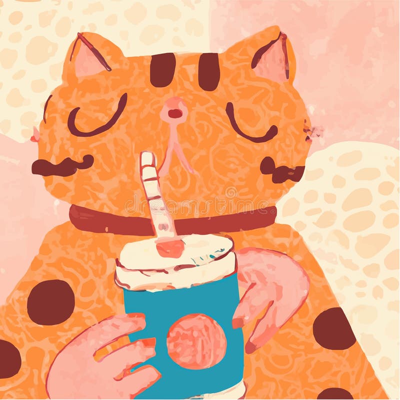 Bubble Tea Cat Set. Vector stock vector. Illustration of pearl - 259569740