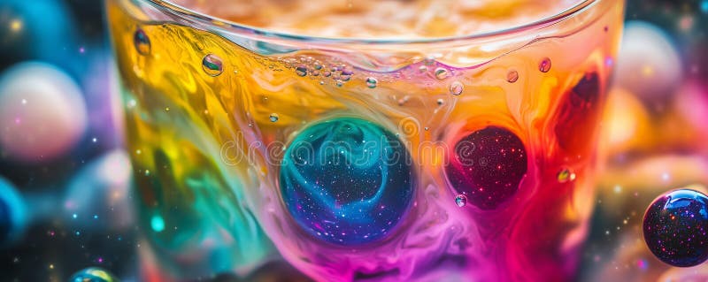 Bubble Tea Cup Filled with Vibrant Liquid Colors and Interesting ...