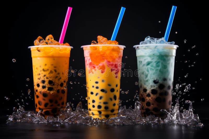 Bubble Tea in Different Colors, Variety of Tapioca Tea Milkshake in a ...