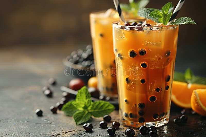Bubble Tea. Glass of Bubble Tea. Yellow Bubble Tea Stock Image - Image ...