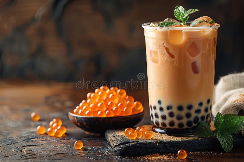 Bubble Tea. Glass of Bubble Tea. Yellow Bubble Tea Stock Photo - Image ...