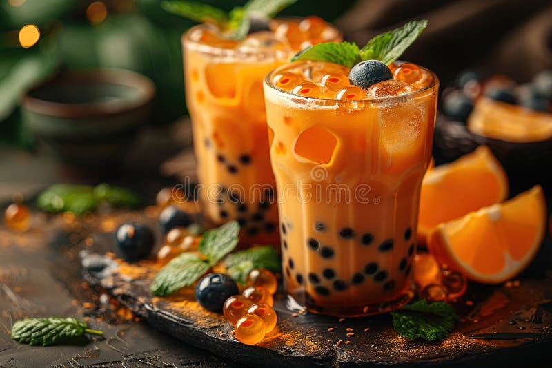 Bubble Tea. Glass of Bubble Tea. Yellow Bubble Tea Stock Photo - Image ...