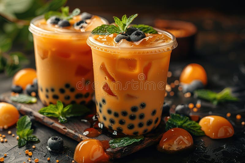 Bubble Tea. Glass of Bubble Tea. Yellow Bubble Tea Stock Photo - Image ...