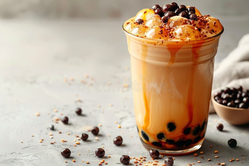 Bubble Tea. Glass of Bubble Tea. Yellow Bubble Tea Stock Photo - Image ...